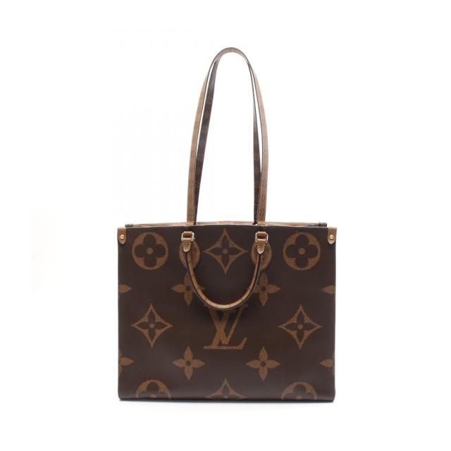 ルイ・ヴィトン LOUIS VUITTON オンザゴーGM トートバッグ バッグ PVCコーティングキャンバス モノグラム・ジャイアントリバース レディース ブラウン系 / ベージュ系 M44576 【中古】
