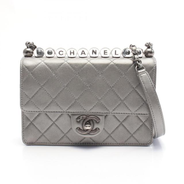 シャネル CHANEL マトラッセ ショルダーバッグ バッグ レザー レディース シルバー系 【中古】