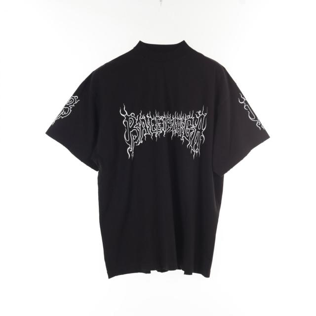 バレンシアガ BALENCIAGA メタルロゴ カットソー 衣料品 トップス コットン メンズ レディース ブラック系 739028 【中古】