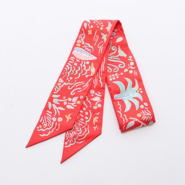 エルメス HERMES ツイリー ISOLA DI PRIMAVERA スカーフ 衣料品 シルク シルク レディース レッド系 / マルチカラー 【中古】