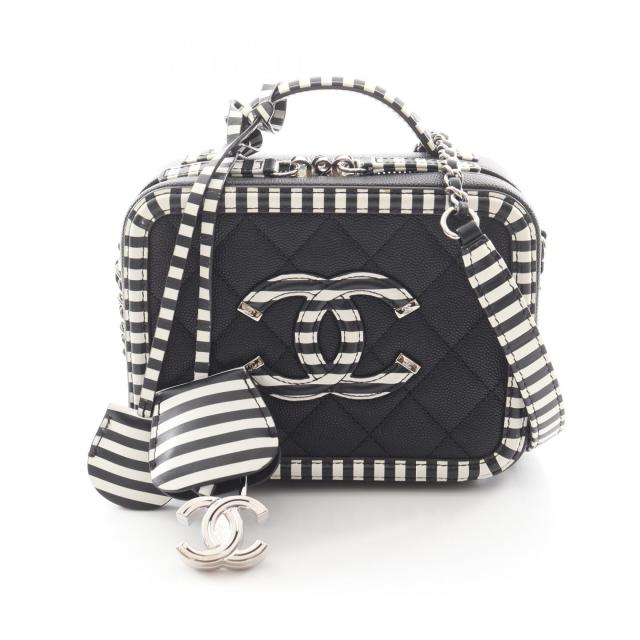 シャネル CHANEL CCフィリグリー スモール バニティバッグ ショルダーバッグ バッグ レザー グレインドカーフスキン レディース ブラック系 / ホワイト系 A93342 【中古】