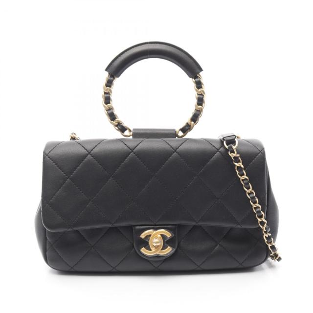 シャネル CHANEL マトラッセ トップハンドル ショルダーバッグ バッグ レザー レディース ブラック系 【中古】