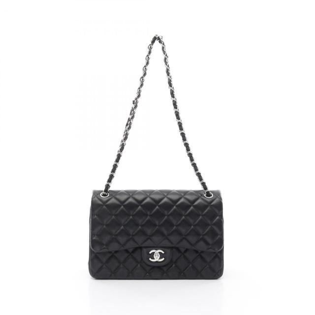 シャネル CHANEL デカマトラッセ30 クラシック ラージ Wフラップ ショルダーバッグ バッグ ラムスキン（羊革） レディース ブラック系 A58600 【中古】