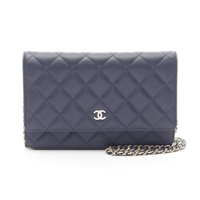 シャネル CHANEL マトラッセ ショルダーバッグ バッグ レザー グレインドカーフスキン レディース ネイビー系 AP0250 【中古】
