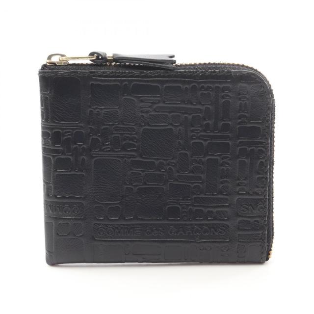 コムデギャルソン COMME des GARCONS EMBOSSED LOGOTYPE ケース 財布 レザー メンズ レディース ブラック系 【中古】