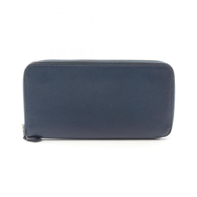 エルメス HERMES アザップロング ラウンド長財布 財布 レザー ヴォーエプソン ヴォーエプソン レディース ネイビー系 【中古】