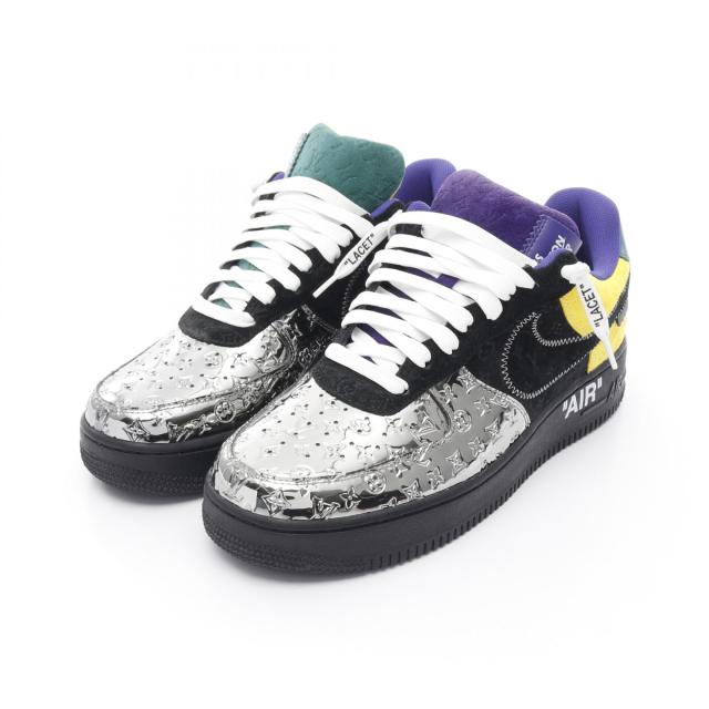 ルイ・ヴィトン LOUIS VUITTON LOUIS VUITTON × Nike Air Force1 スニーカー 靴 レザー エナメル モノグラム・ミロワール メンズ シルバー系 / マルチカラー 【中古】