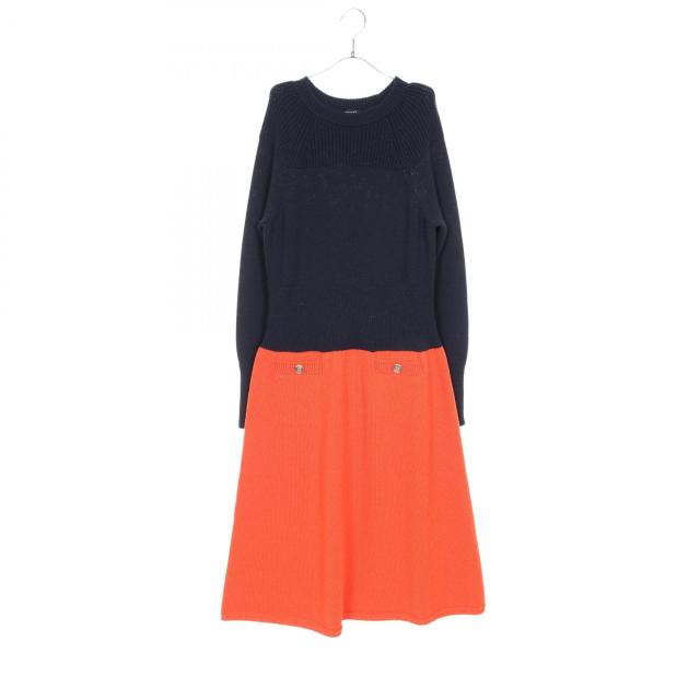 シャネル CHANEL ココマークボタン ワンピース 衣料品 トップス ウール レディース ネイビー系 / ブラウン系 P78446K11310 【中古】