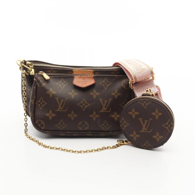 ルイ・ヴィトン LOUIS VUITTON ミュルティ ポシェット アクセソワール モノグラム ローズクレール ショルダーバッグ バッグ PVCコーティングキャンバス レザー レディース ブラウン系 / ピンク系 M44840 【中古】