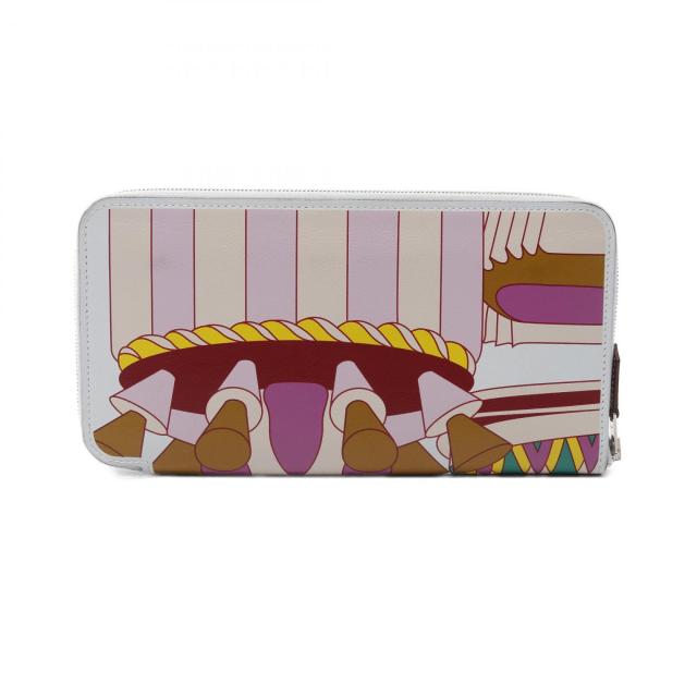 エルメス HERMES アザップロング シルクイン ラ パティスリーフランセーズ ラウンド長財布 財布 カーフ（牛革） ヴォースイフト ヴォースイフト レディース ブルー系 / マルチカラー 【中古】