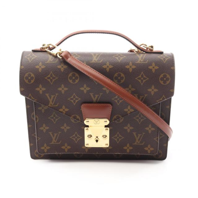 ルイ・ヴィトン LOUIS VUITTON モンソー ハンドバッグ バッグ PVCコーティングキャンバス レザー モノグラム レディース ブラウン系 M51185 【中古】