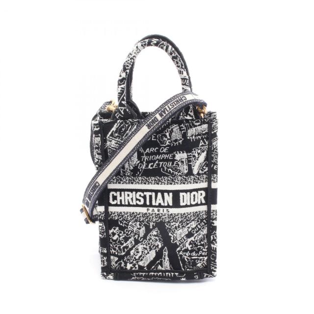 ディオール Dior BOOK TOTE ブックトート ミニ フォンバッグ ハンドバッグ バッグ キャンバス レディース ブラック系 / ホワイト系 【中古】