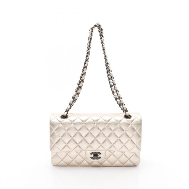 シャネル CHANEL マトラッセ Wフラップ ショルダーバッグ バッグ ラムスキン（羊革） レディース ゴールド系 【中古】