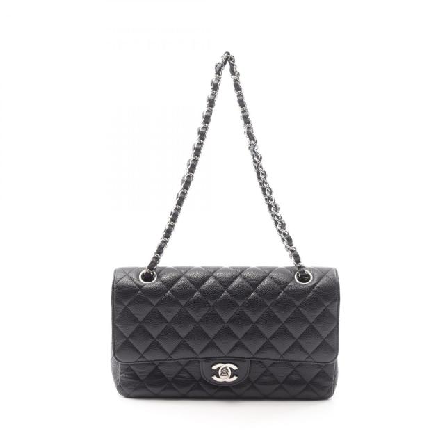 シャネル CHANEL マトラッセ ダブルフラップ ショルダーバッグ バッグ レザー グレインドカーフスキン レディース ブラック系 【中古】