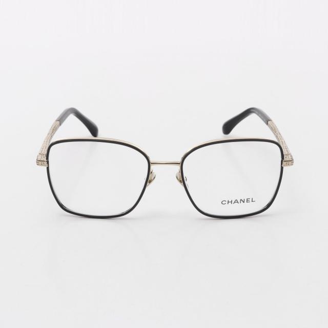 シャネル CHANEL スクエア シェイプ オプティカル メガネ 衣料品 プラスチック / GP レディース ブラック系 / ゴールド系 2216-J 【中古】
