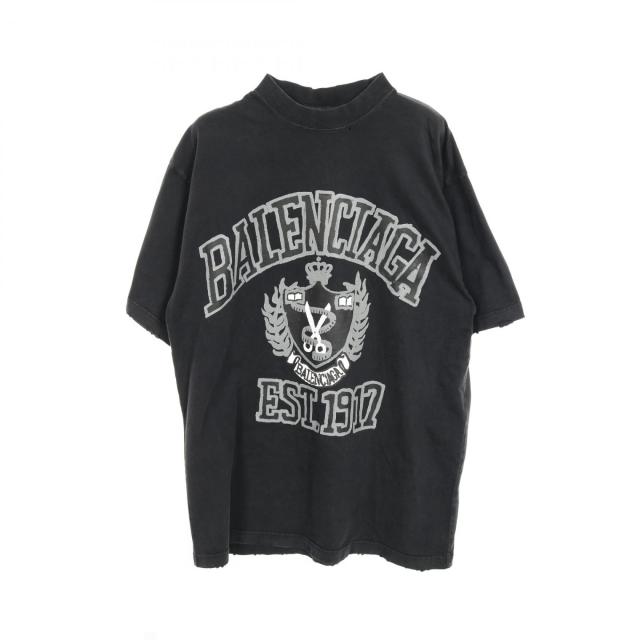 バレンシアガ BALENCIAGA カレッジロゴ カットソー 衣料品 トップス コットン メンズ レディース ブラック系 / グレー系 739784 【中古】