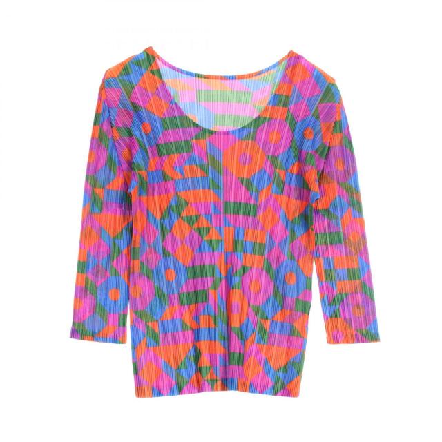 プリーツプリーズ PLEATS PLEASE 衣料品 トップス ポリエステル レディース パープル系 / マルチカラー PP33-FK3427568095 【中古】