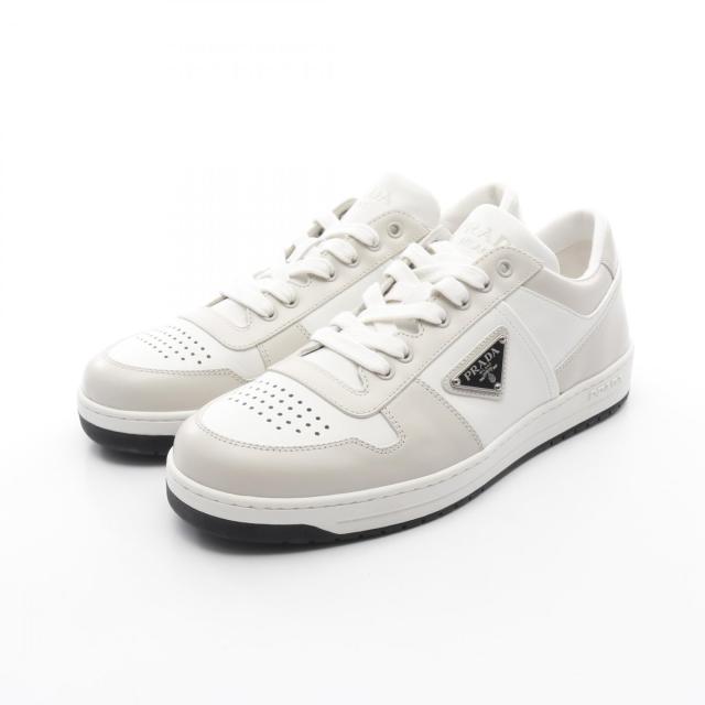 プラダ PRADA ダウンタウン スニーカー 靴 レザー メンズ ホワイト系 / グレー系 2EE364 【中古】