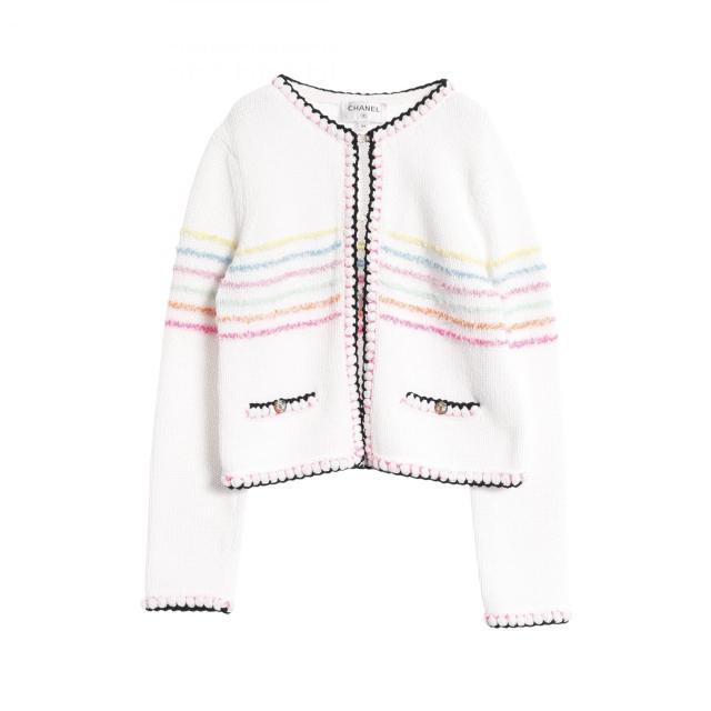 シャネル CHANEL ココマークボタン ニットジャケット カーディガン 衣料品 トップス コットン ナイロン レディース ホワイト系 / マルチカラー P77148 【中古】