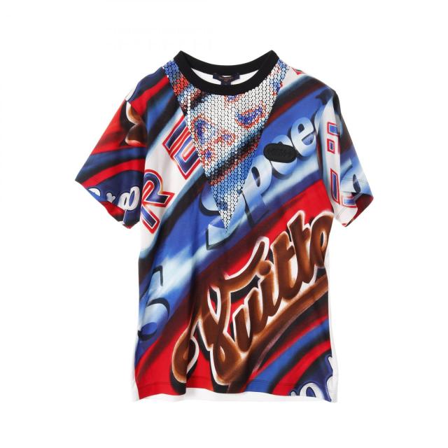 ルイ・ヴィトン LOUIS VUITTON グラフィックプリント ステートメント カットソー 衣料品 トップス コットン レディース ブルー系 / レッド系 / マルチカラー RW211B EJ7 FKTB98 【中古】