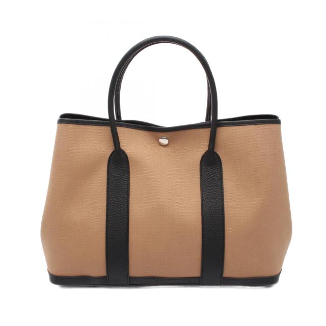 エルメス HERMES ガーデンパーティPM トートバッグ バッグ キャンバス レザー トワルミリタリー / ネゴンダ トワルミリタリー レディース ブラウン系 / ブラック系 【中古】