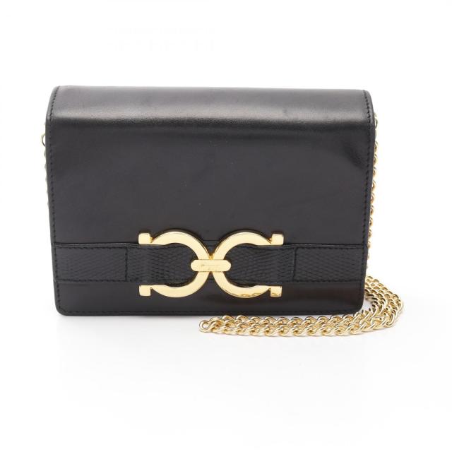 サルヴァトーレフェラガモ Salvatore Ferragamo ガンチーニ ショルダーバッグ バッグ レザー レディース ブラック系 21 3202 【中古】