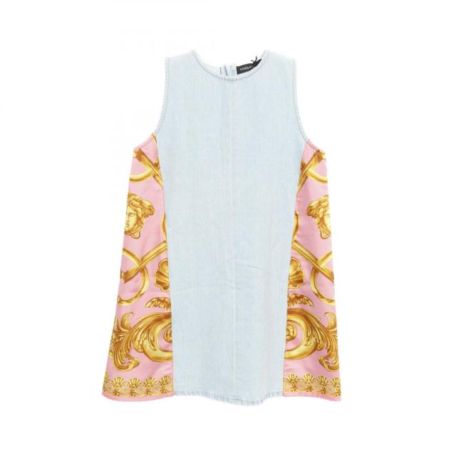 ヴェルサーチ VERSACE メドゥーサ デニム ワンピース 衣料品 トップス コットン レディース ブルー系 / ピンク系 / イエロー系 1011229 1A10288 【中古】