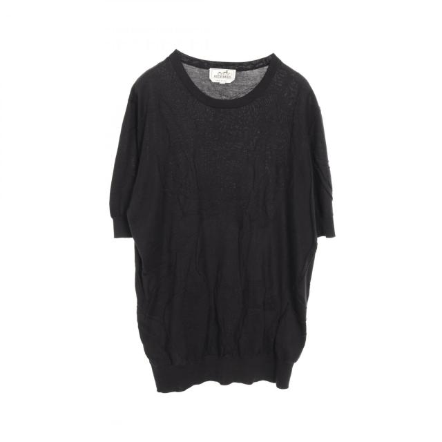 エルメス HERMES 半袖 ニット 衣料品 トップス ウール メンズ ブラック系 *11-5724 【中古】