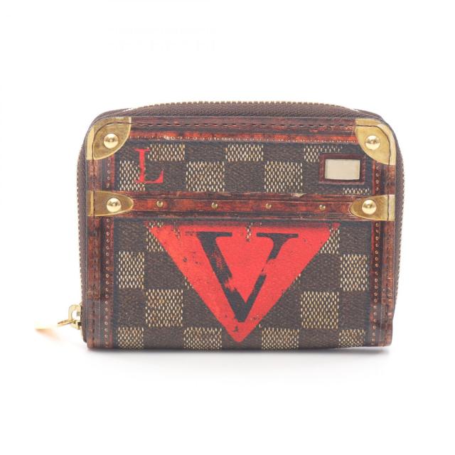 ルイ・ヴィトン LOUIS VUITTON ジッピー パース ダミエ トランクタイム ケース 財布 PVCコーティングキャンバス レザー レディース ブラウン系 / マルチカラー M52745 【中古】