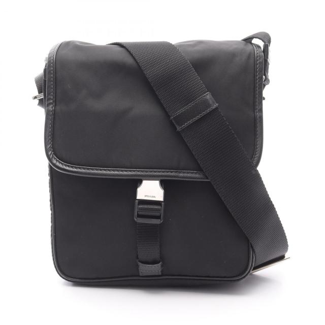 プラダ PRADA ショルダーバッグ バッグ ナイロン サフィアーノレザー メンズ レディース ブラック系 V167 【中古】