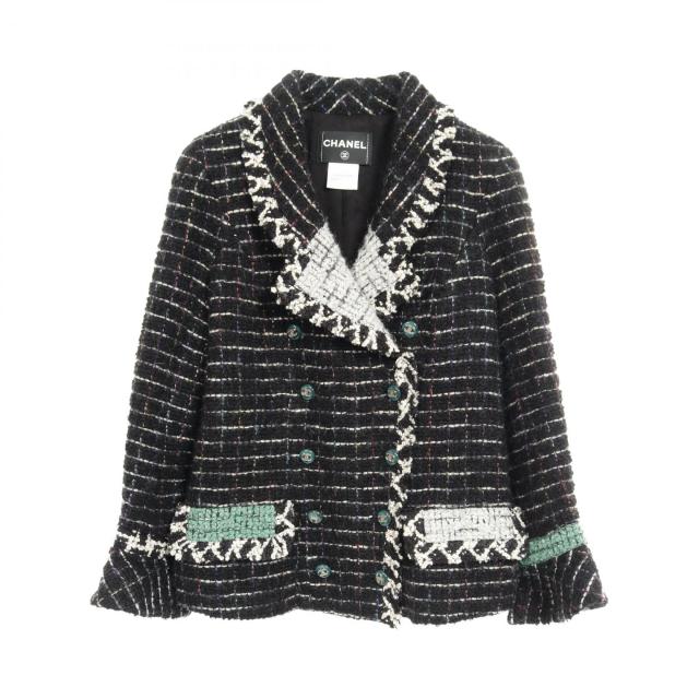 シャネル CHANEL ココマークボタン ツイード 衣料品 アウター ウール シルク レディース ブラック系 / マルチカラー B36833 【中古】