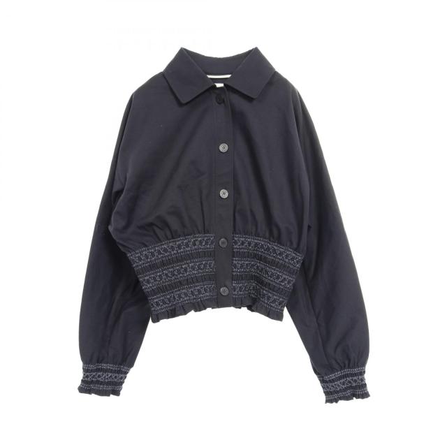 エルメス HERMES Veste taille brodee a smocks テール ブロデ ア スモック 衣料品 アウター コットン レディース ネイビー系 【中古】