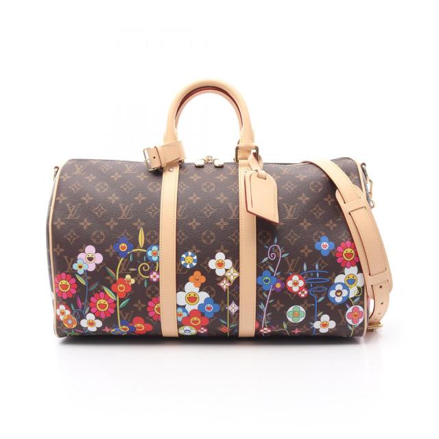 ルイ・ヴィトン LOUIS VUITTON LOUIS VUITTON × 村上隆 キーポル バンドリエール45 モノグラム ボストンバッグ バッグ PVCコーティングキャンバス レザー メンズ レディース ブラウン系 / マルチカラー M14182 【中古】