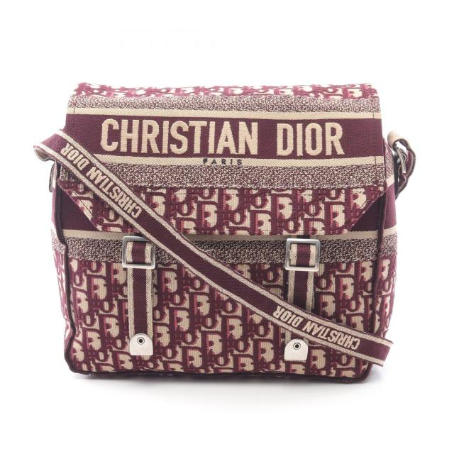 ディオール Dior ディオールキャンプ オブリーク ショルダーバッグ バッグ キャンバス レザー レディース ボルドー系 / ベージュ系 【中古】