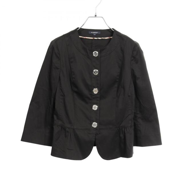 バーバリー BURBERRY ノーカラージャケット 衣料品 アウター コットン レディース ブラック系 【中古】