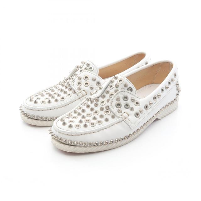 クリスチャンルブタン Christian Louboutin YACHT SPIKES ヨットスパイク スリッポン 靴 レザー メンズ ホワイト系 【中古】
