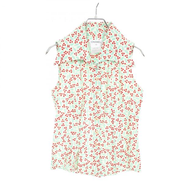 シャネル CHANEL ココマーク ブラウス 衣料品 トップス コットン レディース グリーン系 / マルチカラー P23057 【中古】