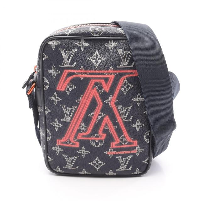 ルイ・ヴィトン LOUIS VUITTON ダヌーブPM アップサイドダウン ショルダーバッグ バッグ PVCコーティングキャンバス レザー モノグラム・インク メンズ ネイビー系 / レッド系 / ホワイト系 M43678 【中古】