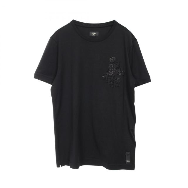 フェンディ FENDI FFロゴ カットソー 衣料品 トップス コットン メンズ ブラック系 FY0894 【中古】