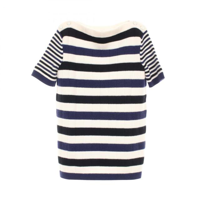 シャネル CHANEL ココマークボタン ニット 衣料品 トップス カシミヤ レディース ホワイト系 / ネイビー系 / ブラック系 P45628K05700 【中古】