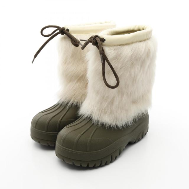セリーヌ CELINE ブーツ 靴 レザー ラバー / ファー レディース カーキ系 / アイボリー系 【中古】