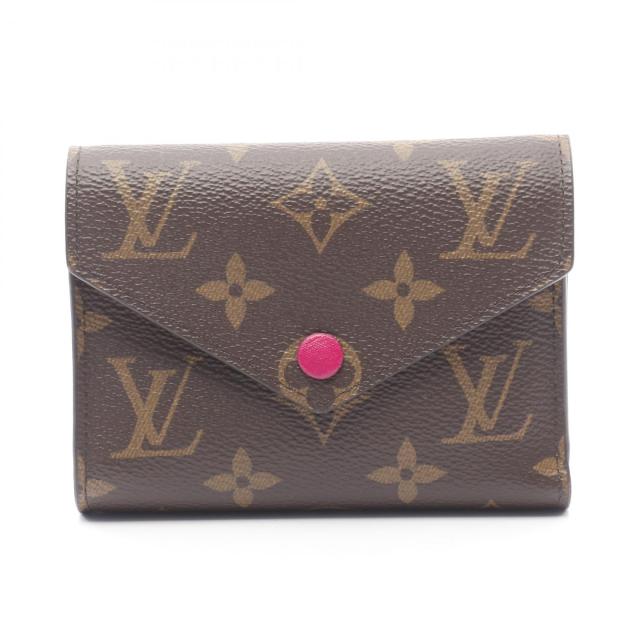 ルイ・ヴィトン LOUIS VUITTON ポルトフォイユ ヴィクトリーヌ 三つ折り財布 財布 レザー PVC モノグラム レディース ブラウン系 / ピンク系 M41938 【中古】