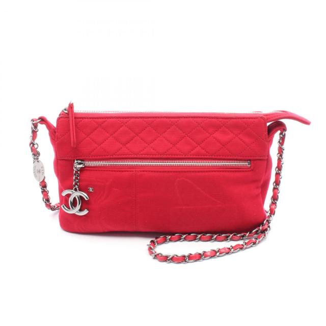 シャネル CHANEL ショルダーバッグ バッグ コットン レディース レッド系 【中古】