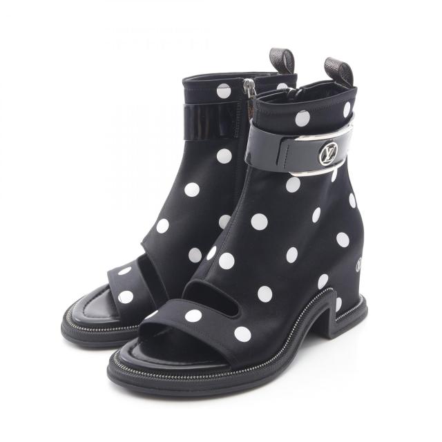 ルイ・ヴィトン LOUIS VUITTON ムーンライトライン モノグラム ブーツ 靴 パテントレザー ファブリック レディース ブラック系 / ホワイト系 1AA0KD 【中古】