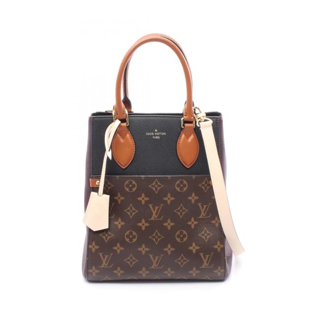 ルイ・ヴィトン LOUIS VUITTON フォールド トートMM モノグラム ノワール ワイン クレーム ハンドバッグ バッグ PVCコーティングキャンバス レザー モノグラム レディース ブラック系 / ボルドー系 / マルチカラー M45409 【中古】