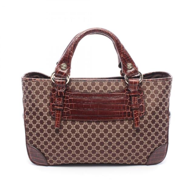 セリーヌ CELINE ブギーバッグ マカダム ハンドバッグ バッグ キャンバス レザー レディース ブラウン系 【中古】