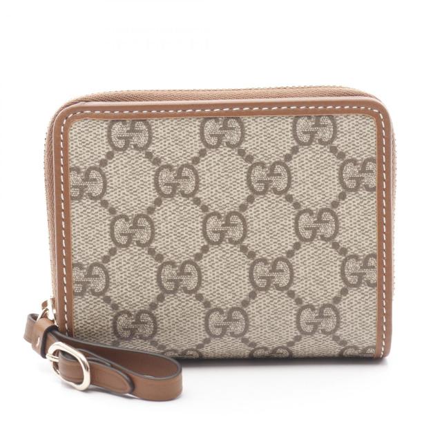 グッチ GUCCI GGエンブレム ジップ ミニ ウォレット 二つ折り財布 財布 レザー PVC レディース ベージュ系 / ブラウン系 819131FAD6L9758 【新品】