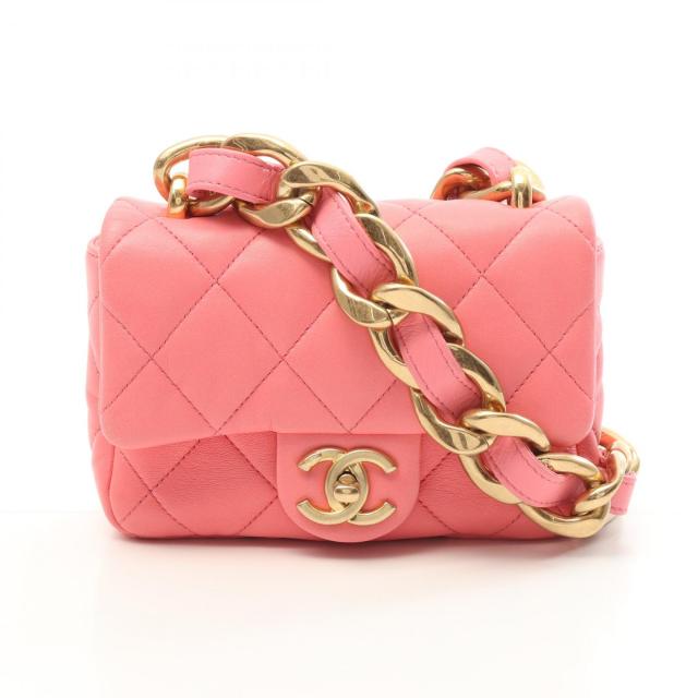 シャネル CHANEL ミニマトラッセ ショルダーバッグ バッグ ラムスキン（羊革） レディース ピンク系 AS3213 【中古】