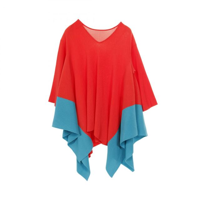 プリーツプリーズ PLEATS PLEASE カットソー 衣料品 トップス アセテート / ナイロン レディース レッド系 / ブルー系 PP11-KT792 【中古】