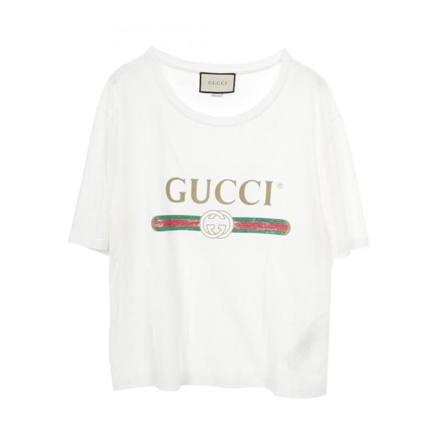 グッチ GUCCI GUCCI ロゴ ウォッシュド カットソー 衣料品 トップス コットン メンズ ホワイト系 - 【中古】